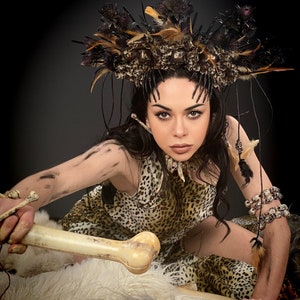 Voodoo Headpiece Black Mamba Crown Dark Shaman Skull - Etsy