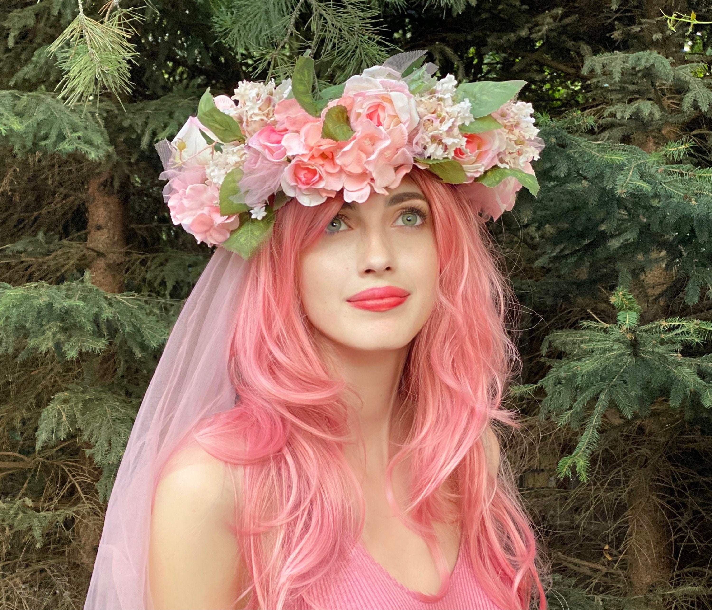 Flower headpieceFloral crown with veilLarge flower | Etsy