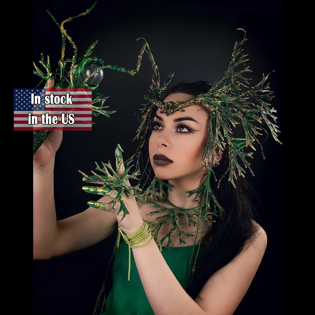 Green Wood Nymph Tiara, Elf Headdress, Fairy Crown Set - Etsy Canada