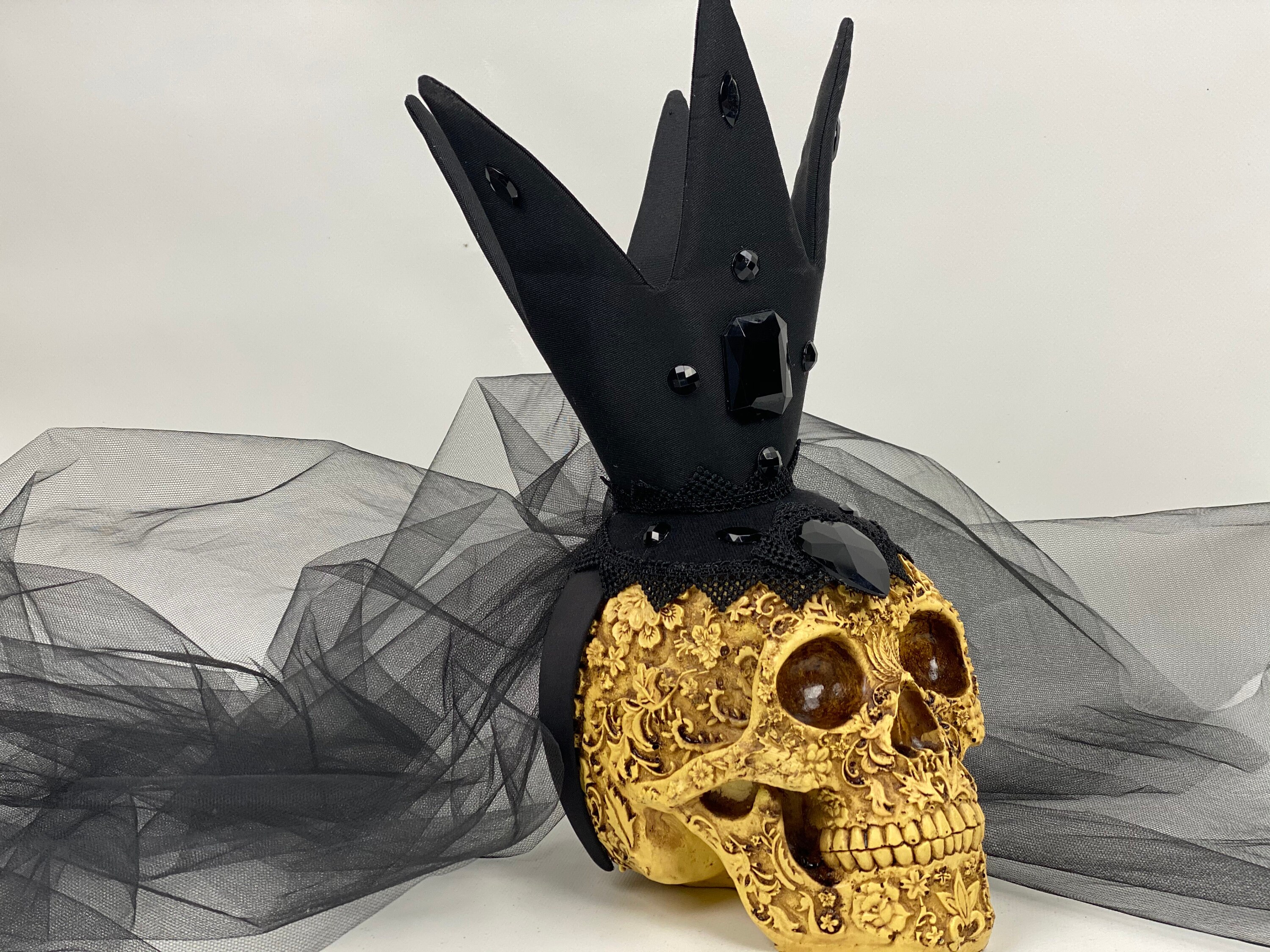 Halloween Princess black crown with vail Gothic black crown | Etsy
