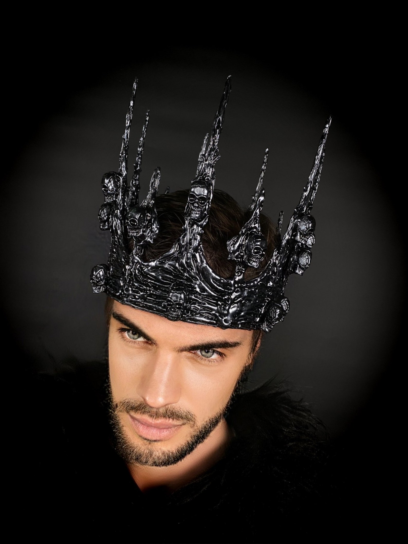 Pewter Black Crown Gothic Men's Crown Dark King Large - Etsy