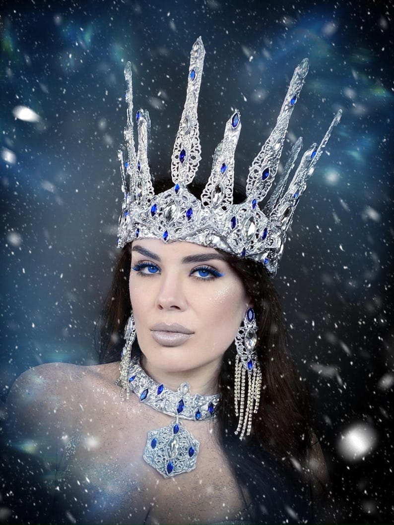 Ice Queen Crown, Silver Spiked Tiara, Christmas Costume - Etsy
