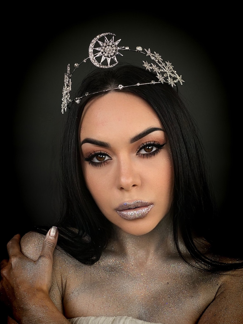 Galaxy Tiara Moon Headband Silver Star Tiara Celestial - Etsy