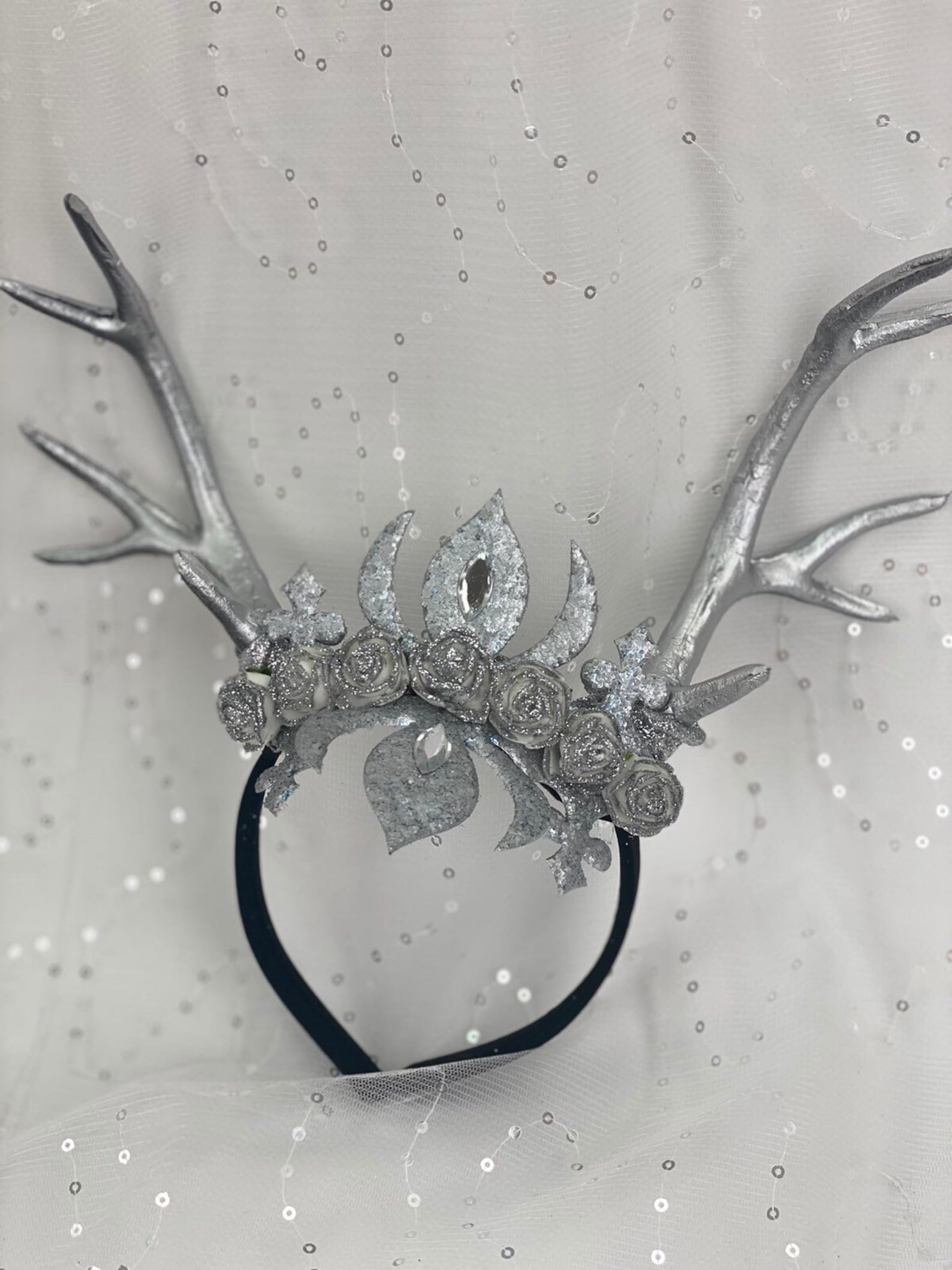 Silvery Deer Antlers Silver Horned Headdress Christmas Party - Etsy