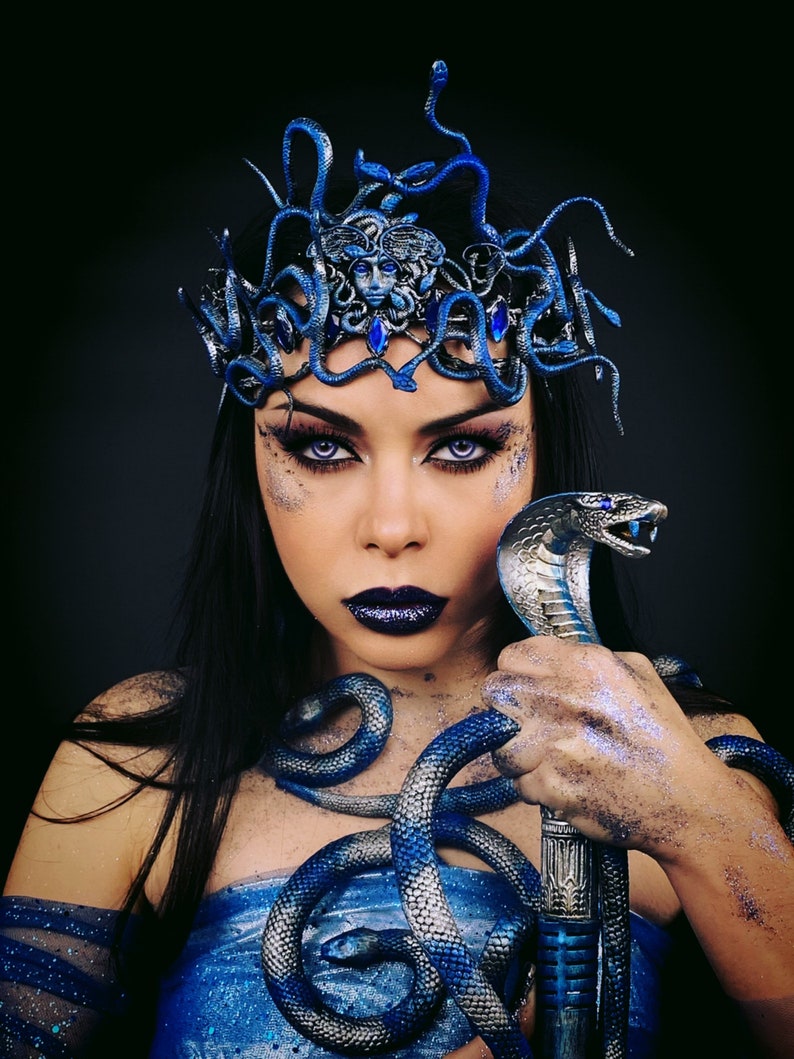 Medusa Gorgon Tiara Medusa Headdress Blue Tiara With Snakes - Etsy