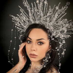 Snow Crystal Crown, Woodland Crown, Christmas Halo Crown, Ice Queen ...