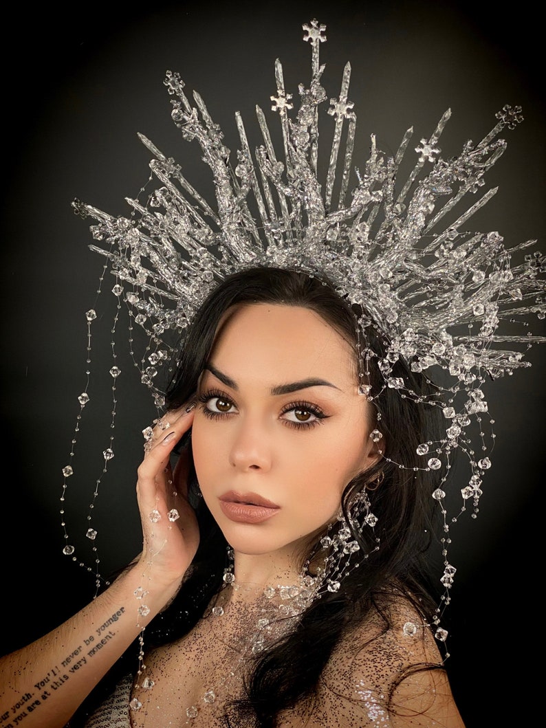 Snow Crystal Crown Woodland Crown Christmas Halo Crown Ice - Etsy