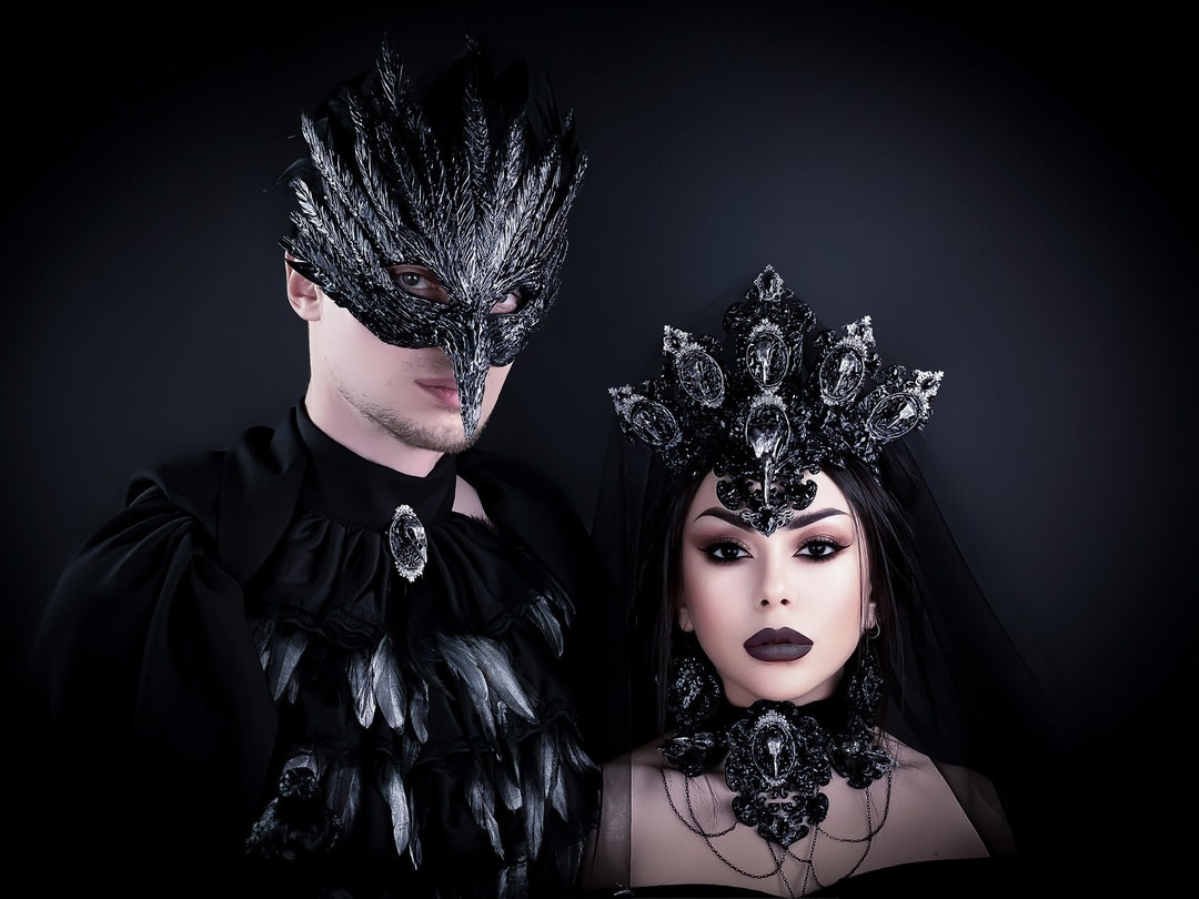 Pair of Crowns for Woman and Man, Raven King and Raven Queen, Evil ...