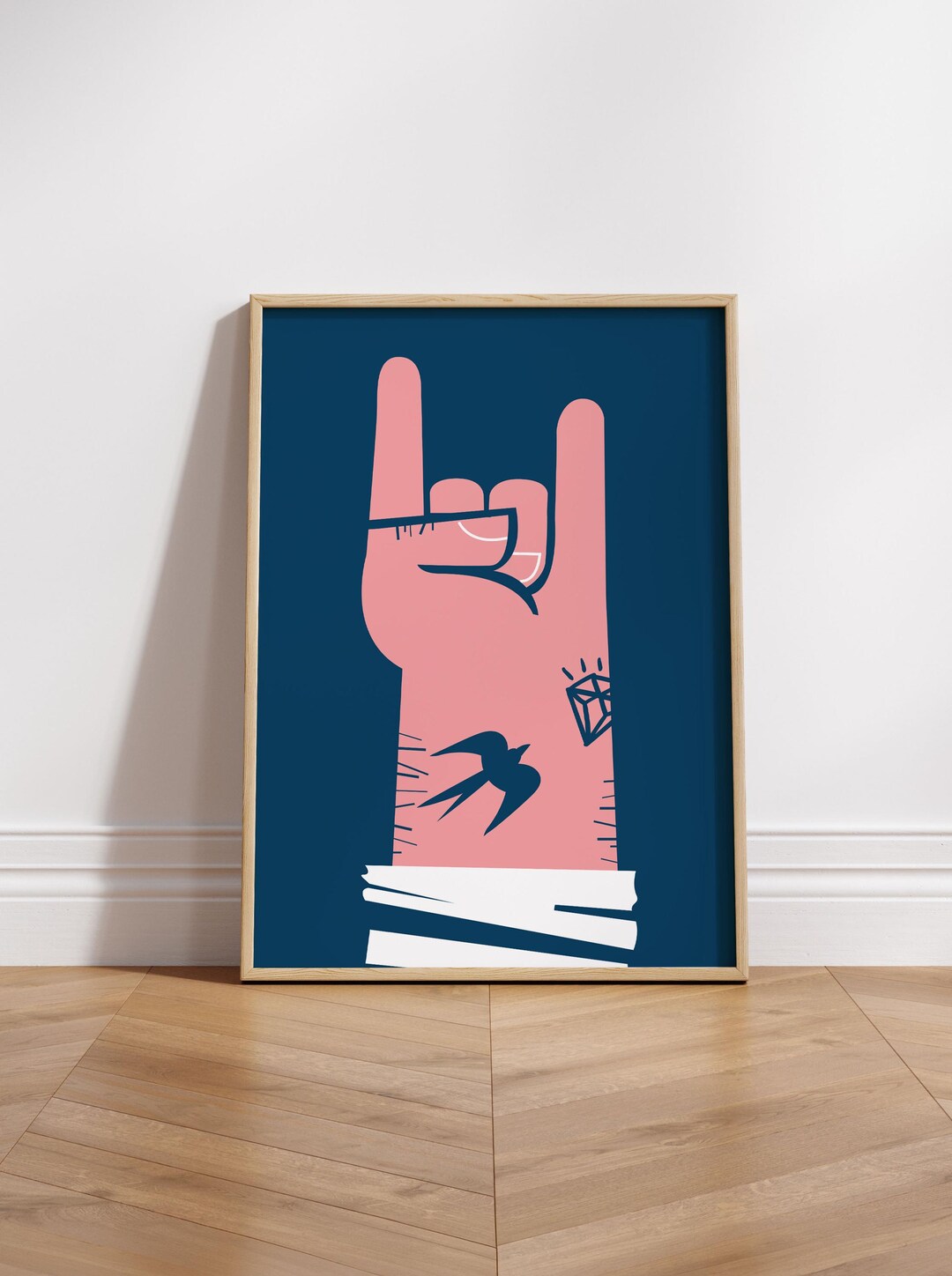 Rock on Print | Tattoo Illustration Poster | Rock 'n' Roll | Statement ...
