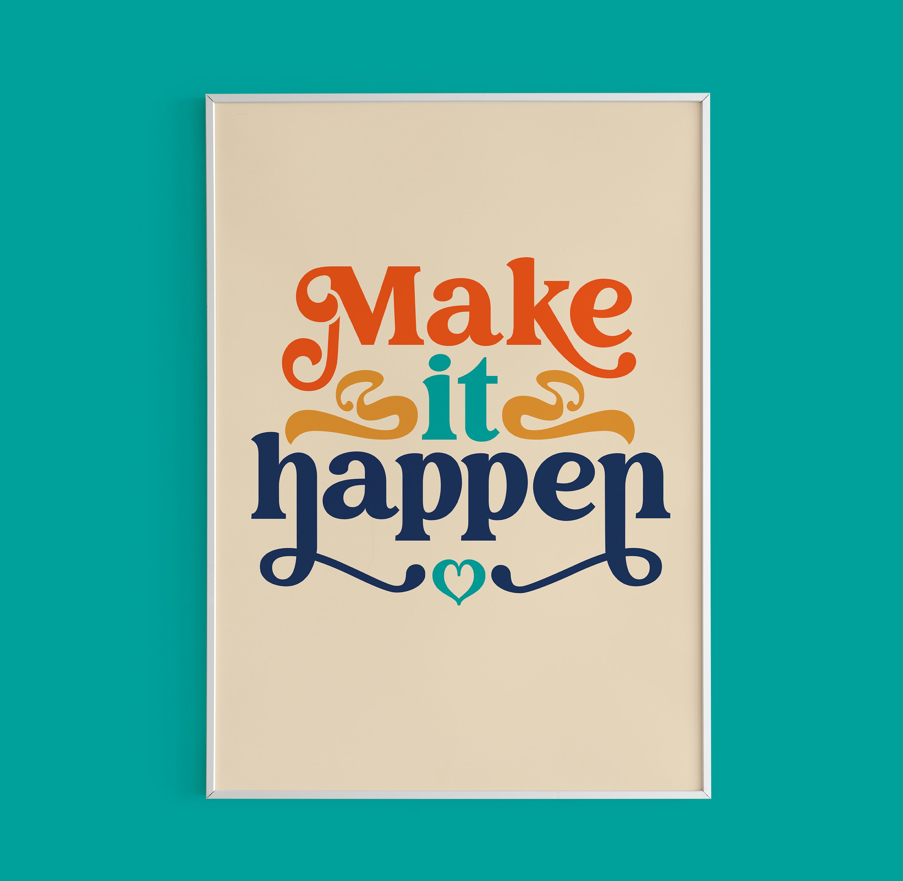 Make It Happen Print: Retro Typography, Bold Colors - Etsy