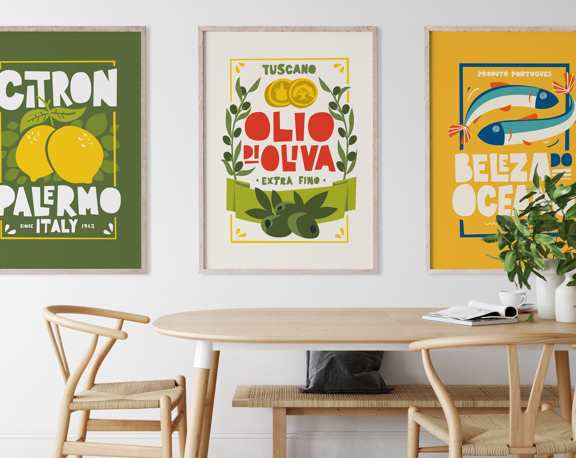 Kitchen Prints Set of 3 Posters Gallery Wall Art Mid - Etsy UK