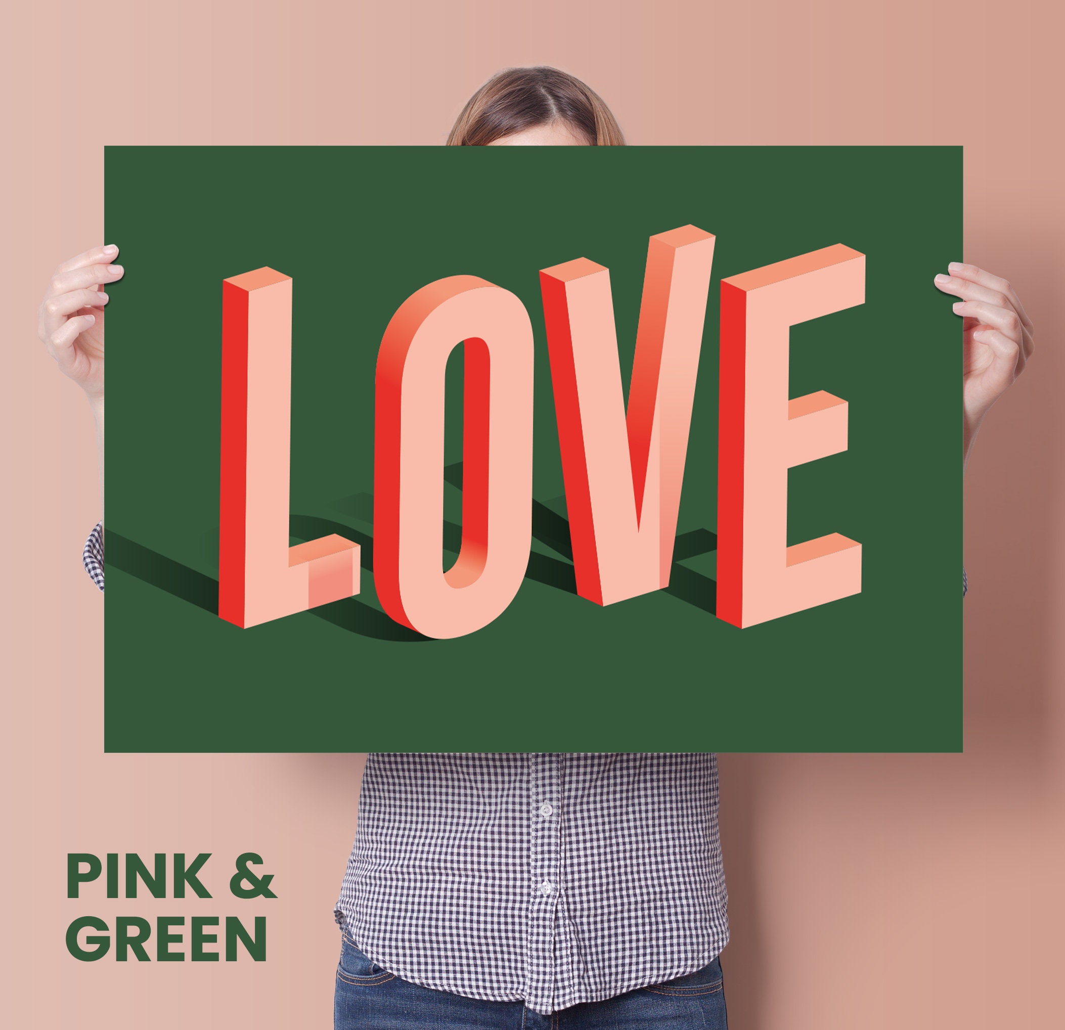 Love Poster 3d Typography Digital Print Romantic Gift - Etsy