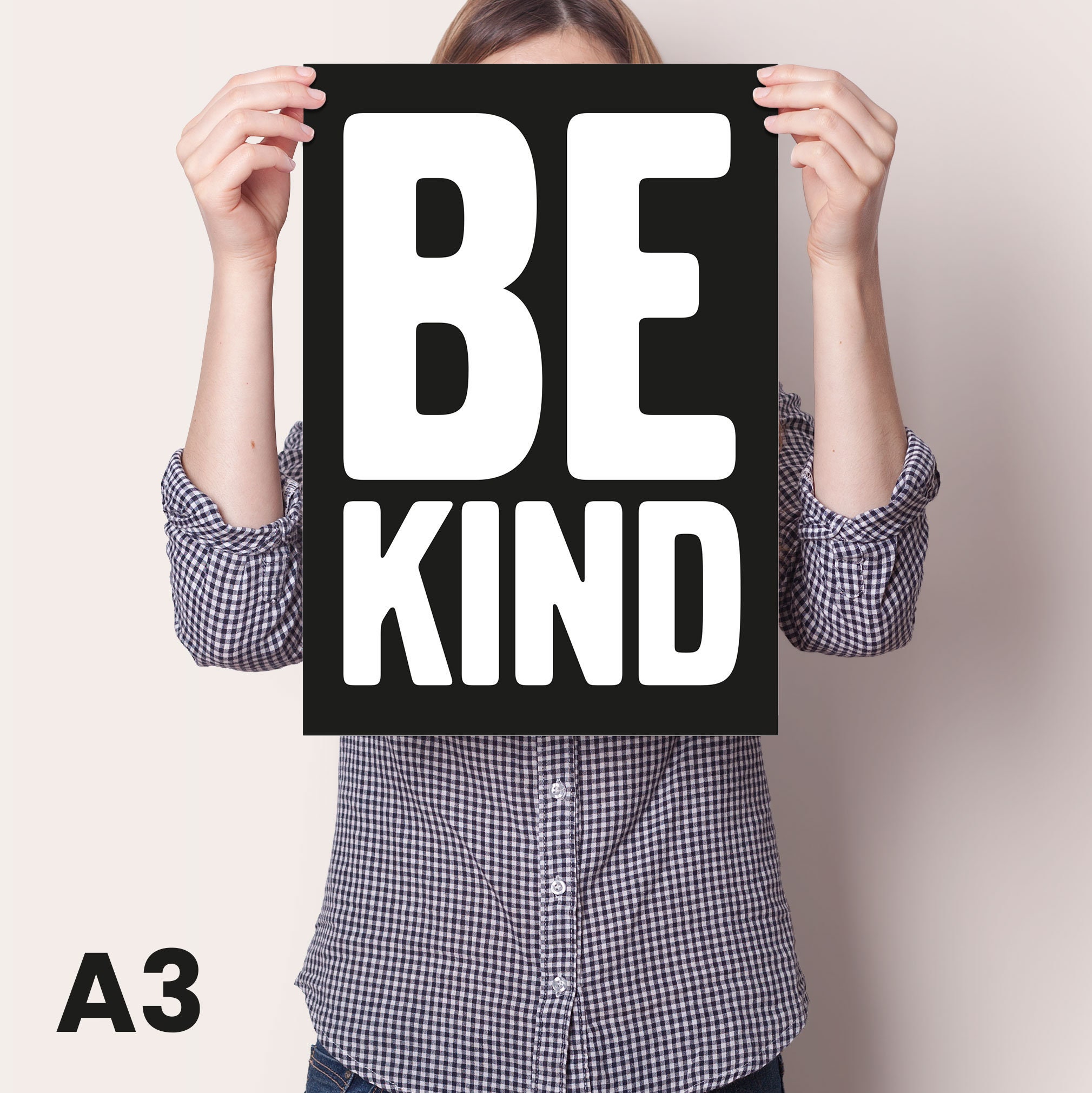 BE KIND Poster Bold Black and White Wall Decor Art - Etsy