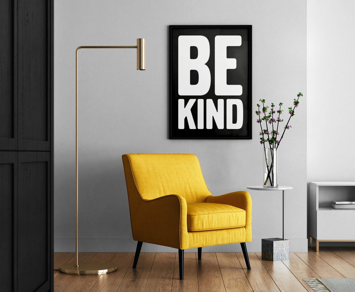 BE KIND Poster Bold Black and White Wall Decor Art - Etsy