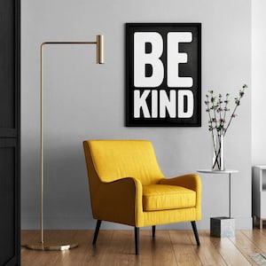 BE KIND Poster, | Bold Black and White | Wall Decor, Art Print, Wall ...