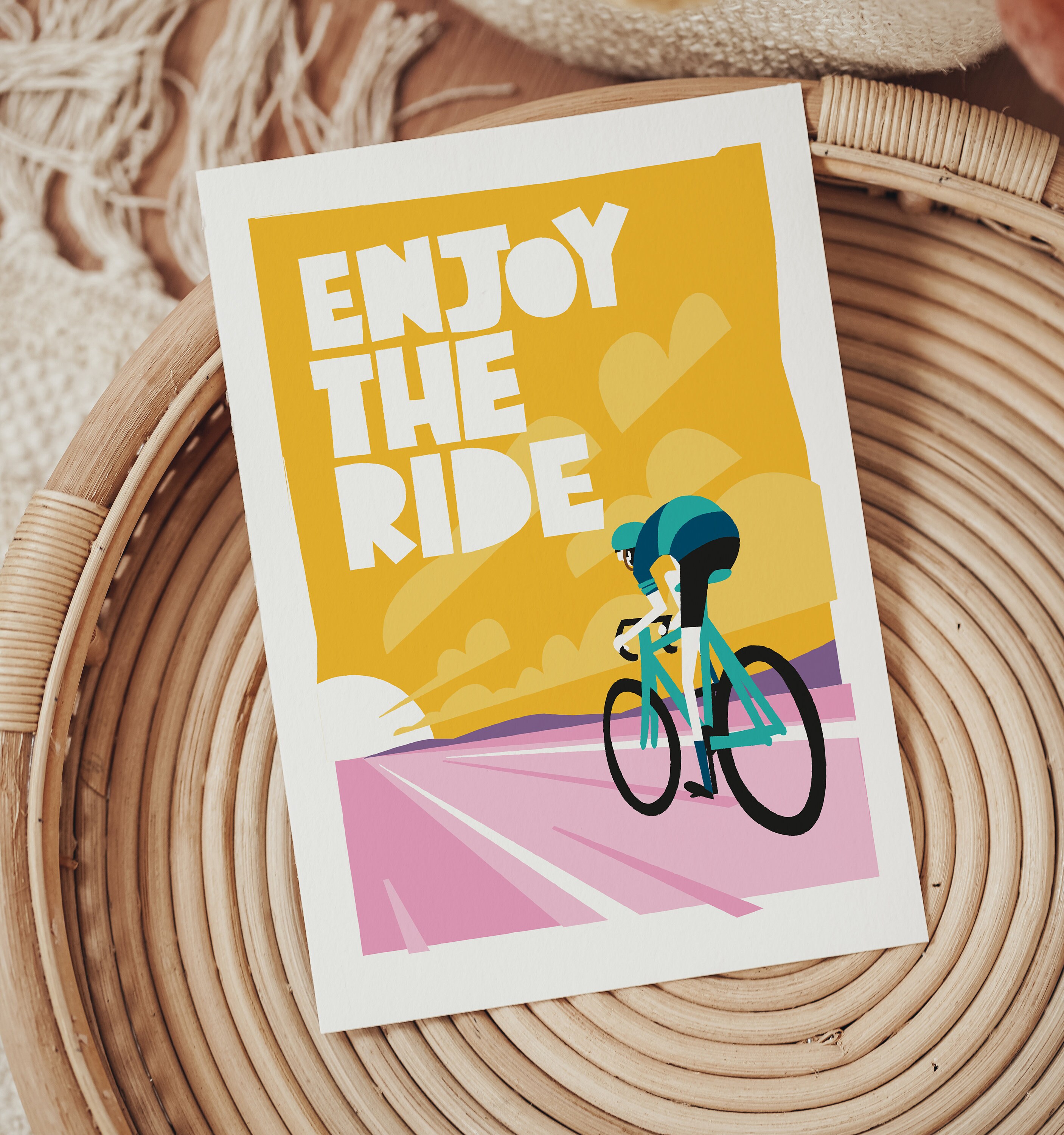 Cycling Print Enjoy the Ride Poster Cycling Art Bicycle - Etsy