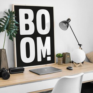 BOOM Poster, Bold Black and White Wall Decor, Art Print, Wall Art Gift ...