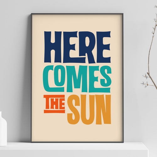Here Comes the Sun Poster Sun Rays Wall Art 60s 70s Decor - Etsy UK