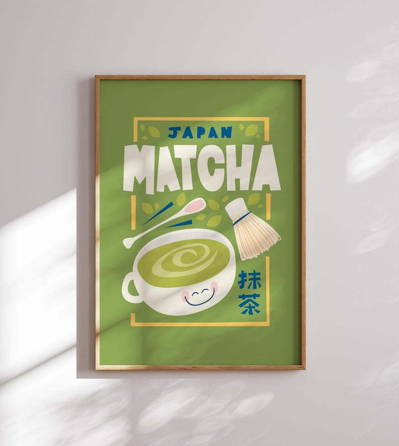 Matcha Poster: Japanese Tea Art Print, Green Kitchen Decor - Etsy