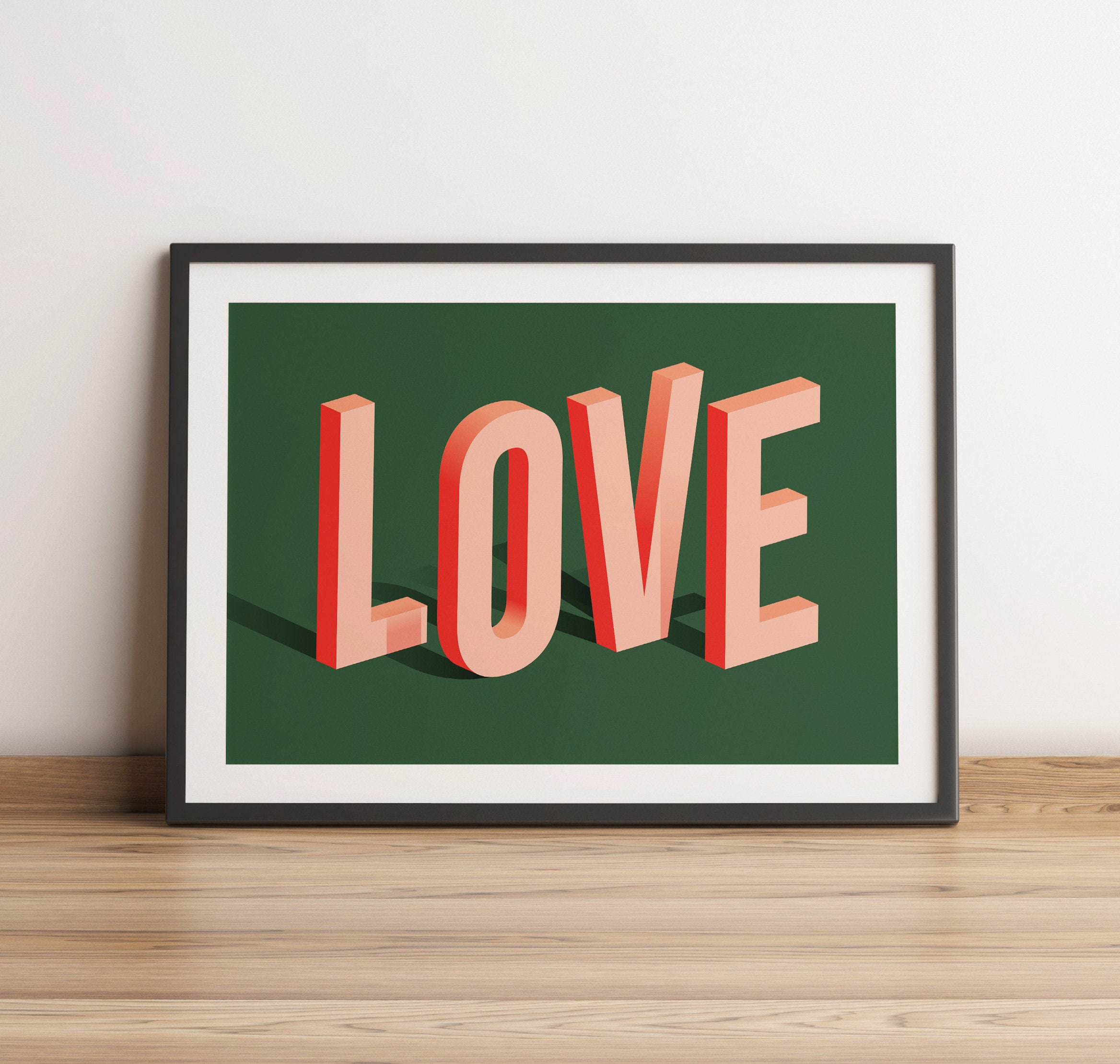 Love Poster 3d Typography Digital Print Romantic Gift - Etsy