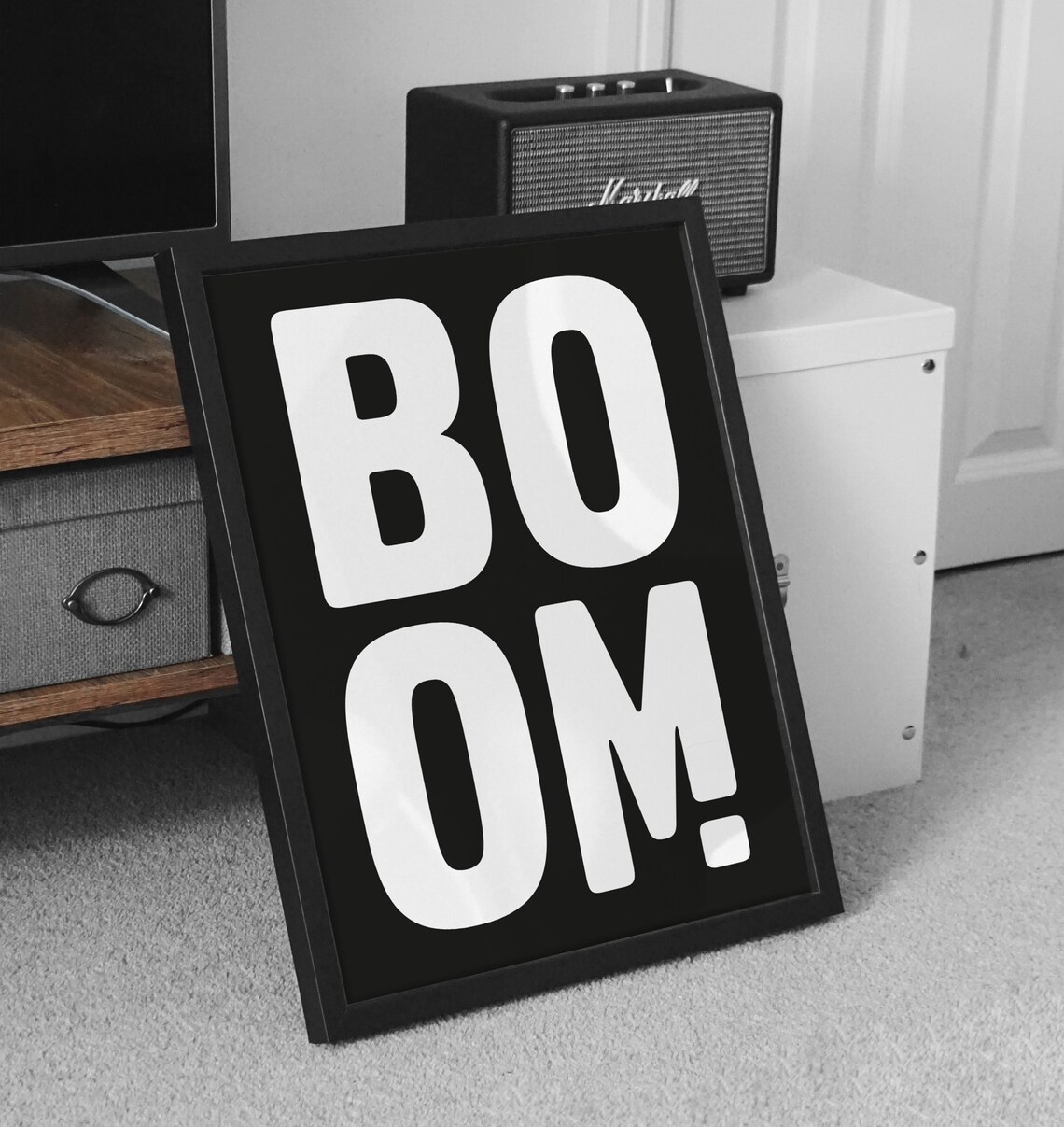BOOM Poster Bold Black and White Wall Decor Art Print - Etsy