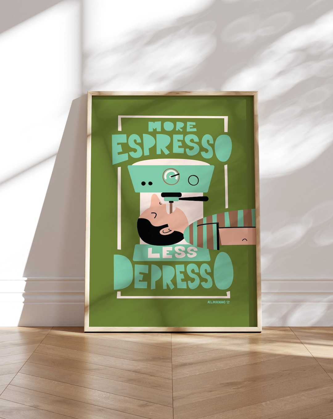 More Espresso Less Depresso Coffee Poster - Funny Coffee Art Print ...