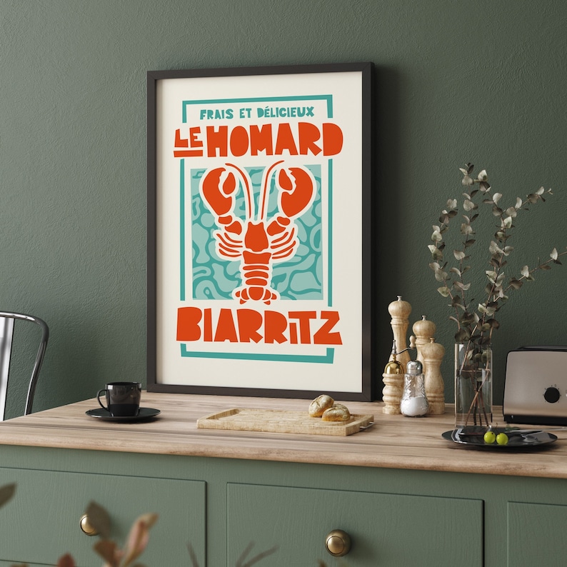Kitchen Poster Print French Biarritz Lobster Le Homard - Etsy