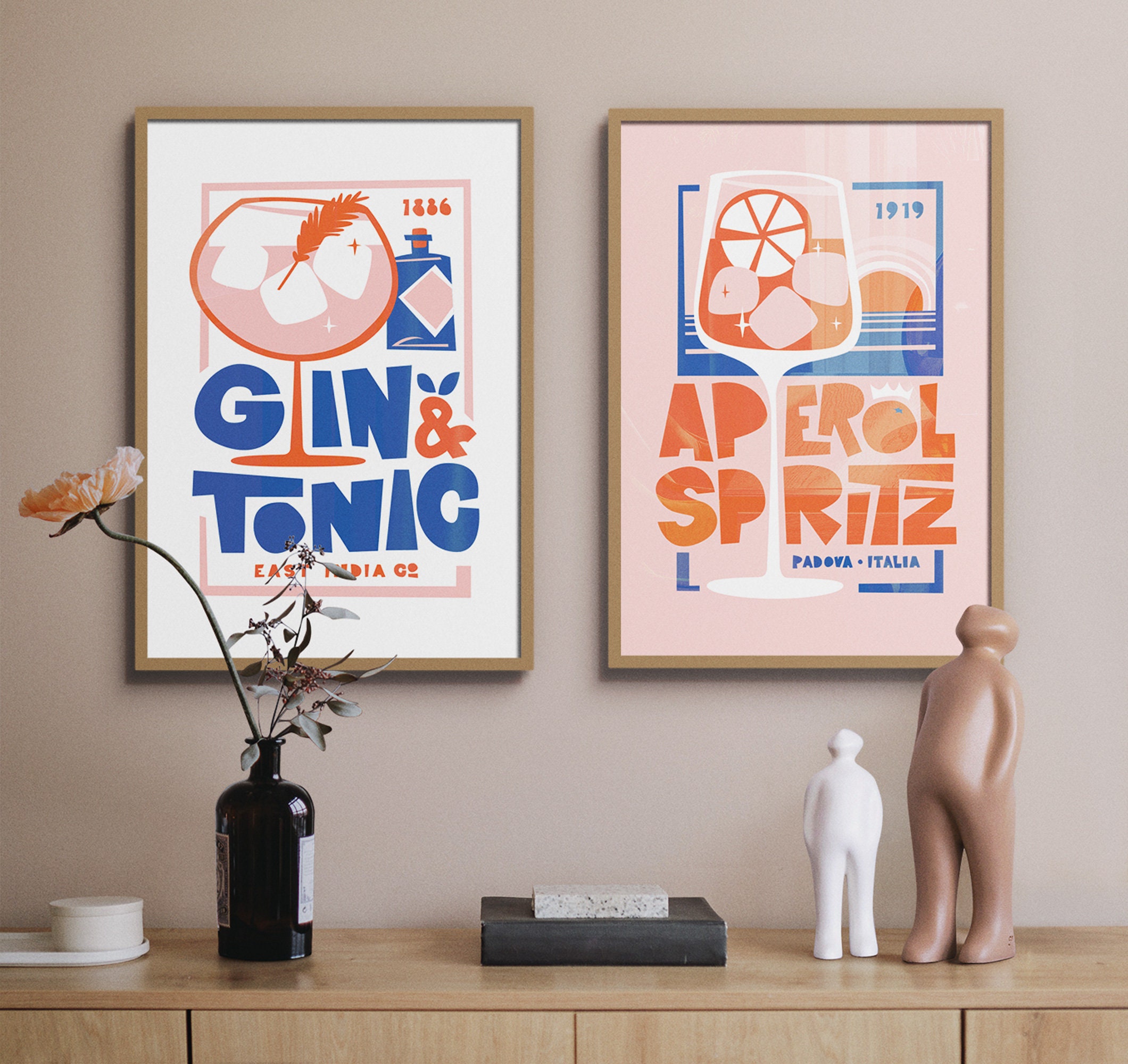 Gin and Tonic Kitchen Print: Mid Century Modern Cocktail Art - Etsy