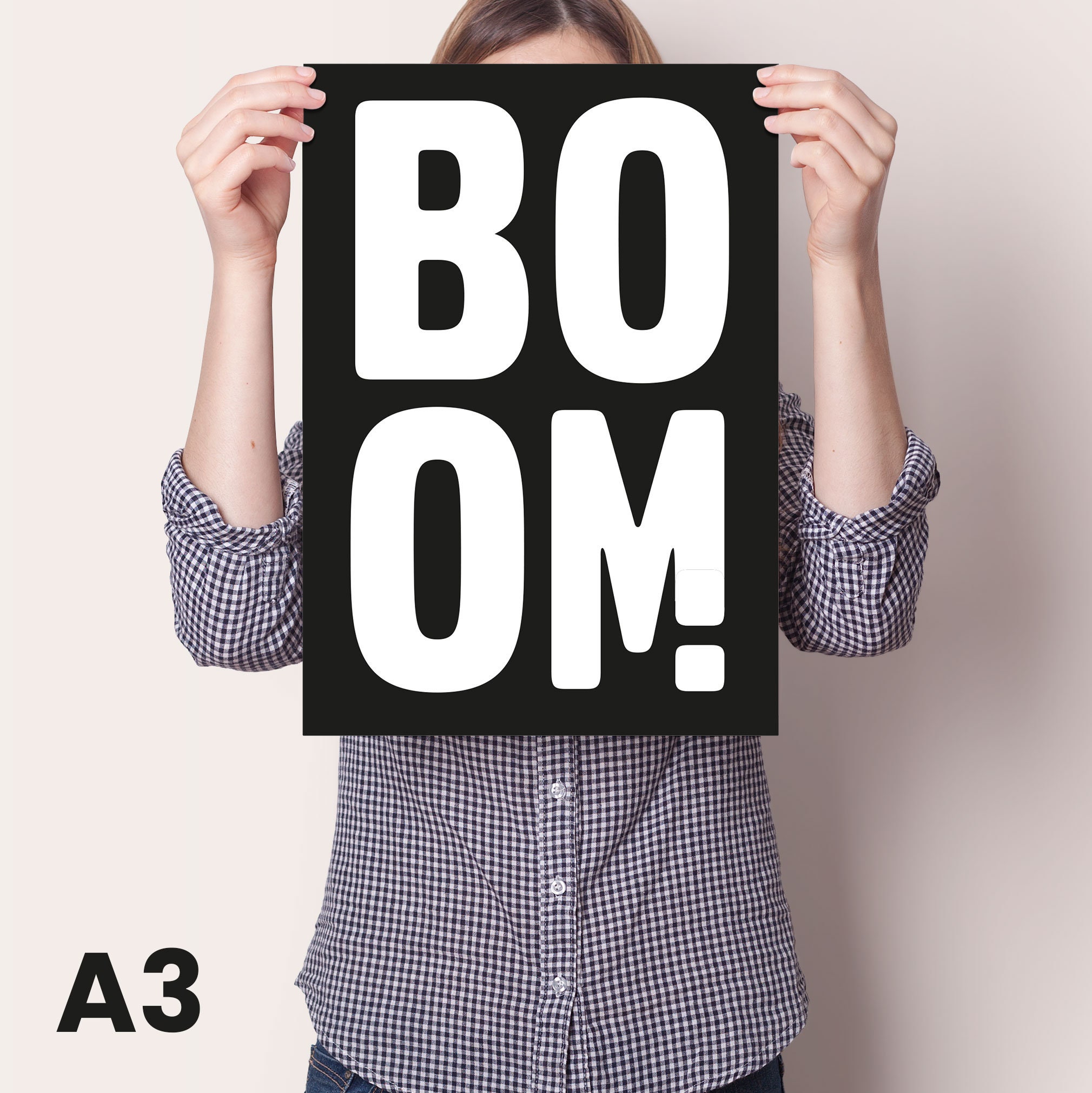 BOOM Poster Bold Black and White Wall Decor Art Print - Etsy