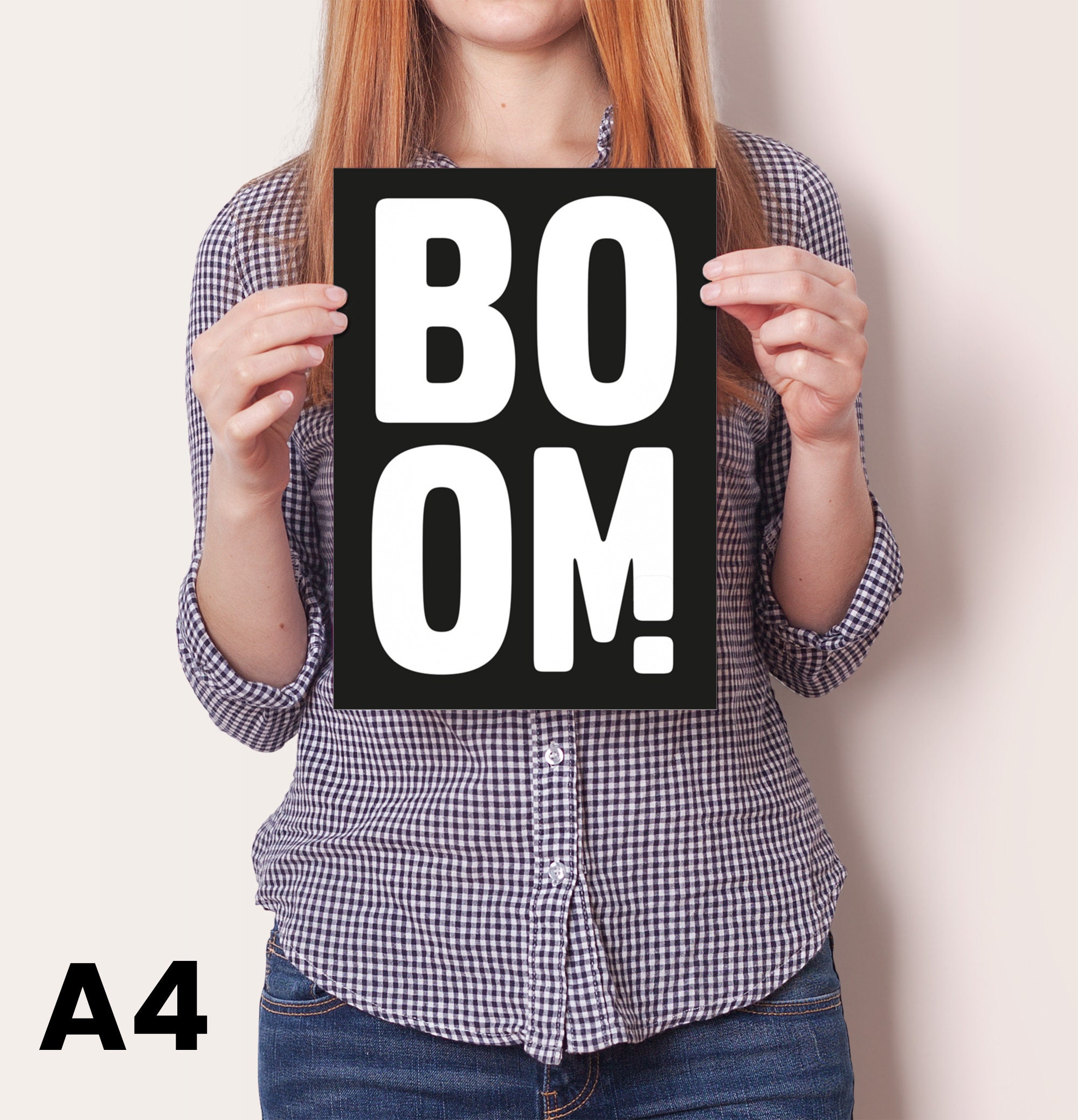 BOOM Poster Bold Black and White Wall Decor Art Print - Etsy