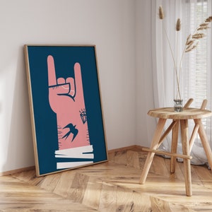 Rock on Print | Tattoo Illustration Poster | Rock 'n' Roll | Statement ...