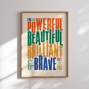 You Are Powerful Beautiful Poster - Inspirational Quote, Motivational ...