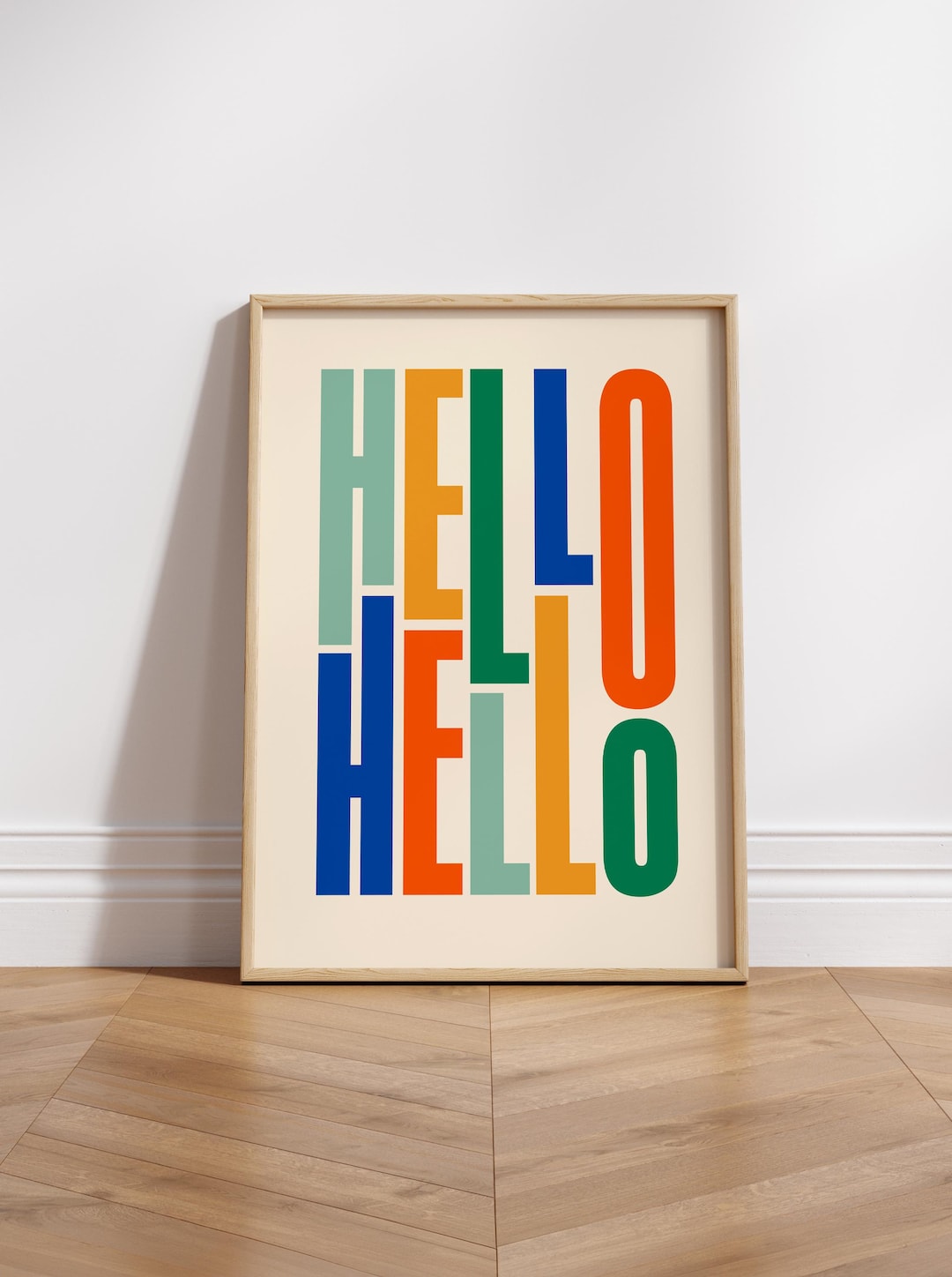 Beatles Inspired Hello Print, Colourful Typography Wall Art, Retro Pop ...