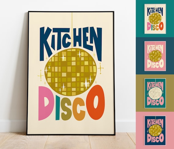 Kitchen Disco Print Kitchen Poster Foodie Gift Rainbow - Etsy UK