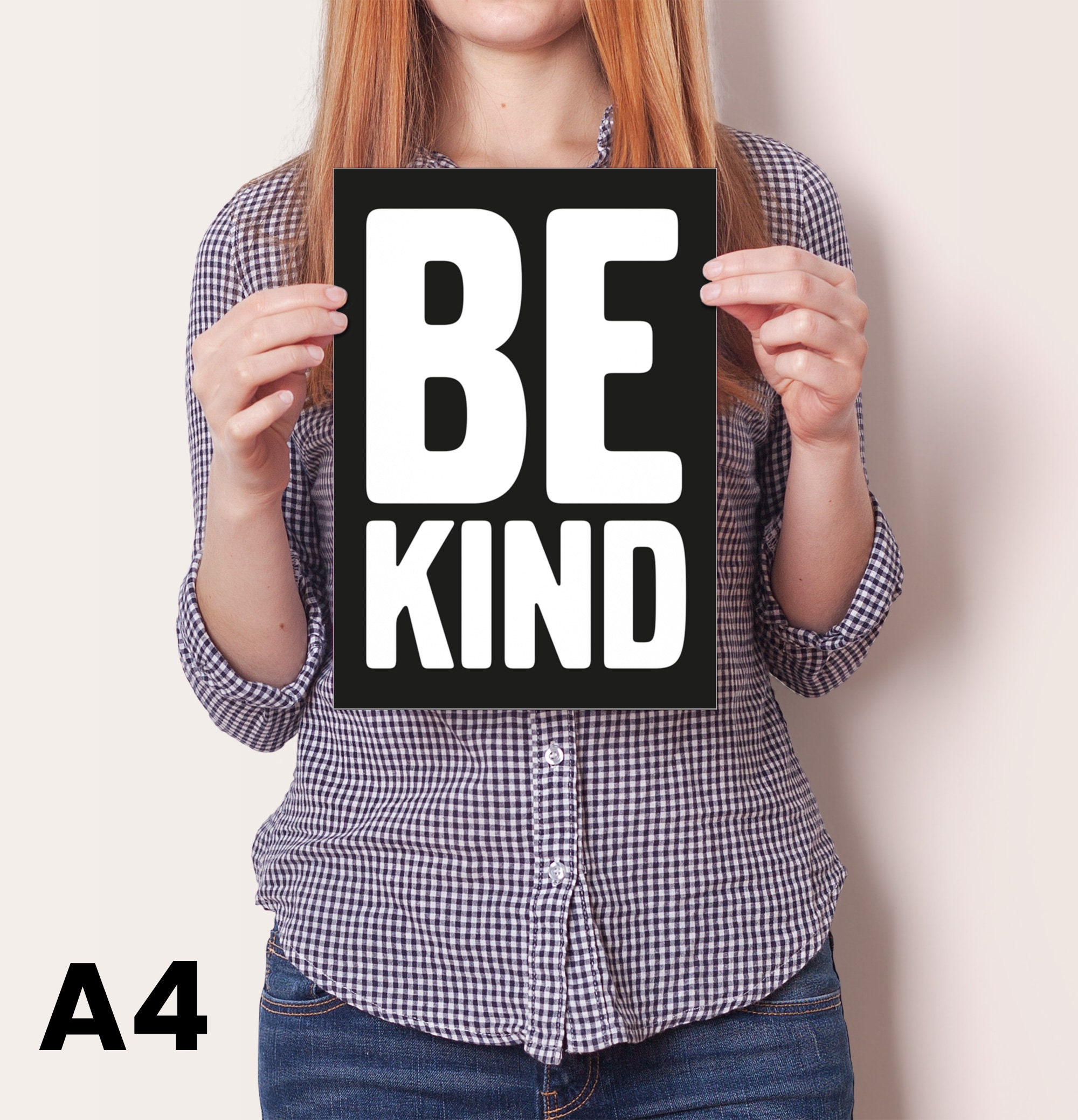 BE KIND Poster Bold Black and White Wall Decor Art - Etsy