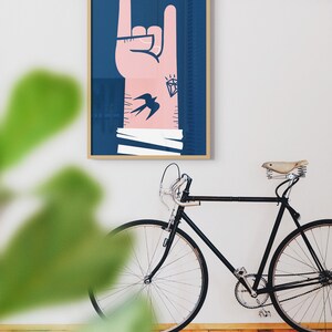 Rock on Print | Tattoo Illustration Poster | Rock 'n' Roll | Statement ...