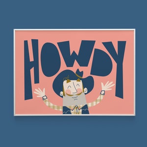 Cowboy Theme Howdy Poster | Kids Room Print | Art Gift | Wall Decor ...