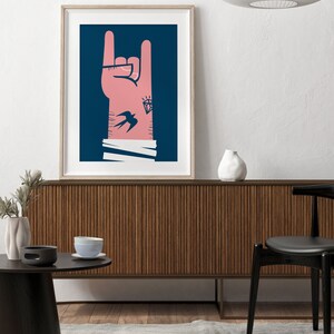Rock on Print | Tattoo Illustration Poster | Rock 'n' Roll | Statement ...