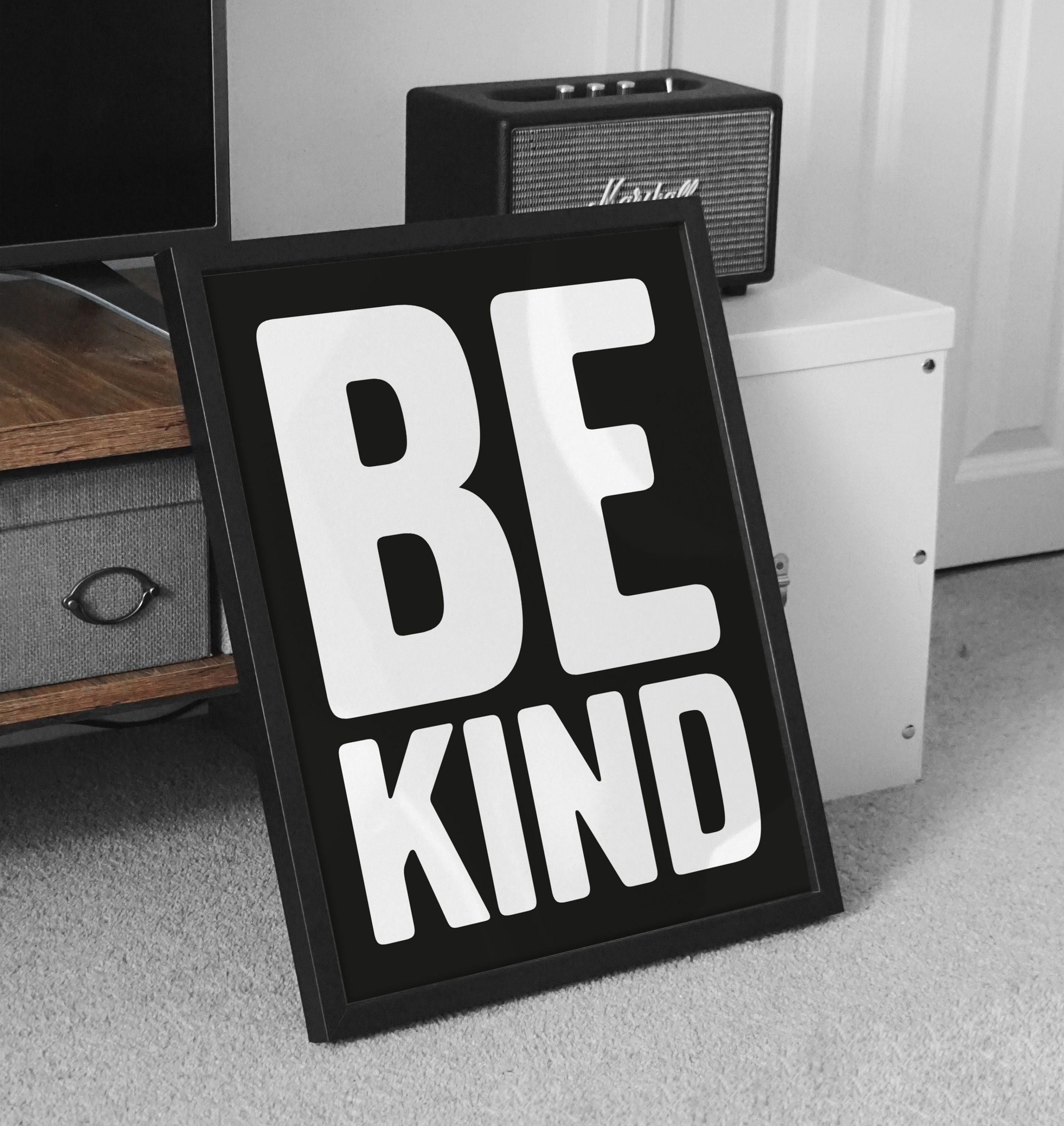 BE KIND Poster, | Bold Black and White | Wall Decor, Art Print, Wall ...