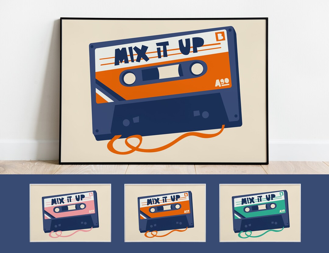 Mix Tape Poster Print Mix It up 80's Cassette Tape - Etsy