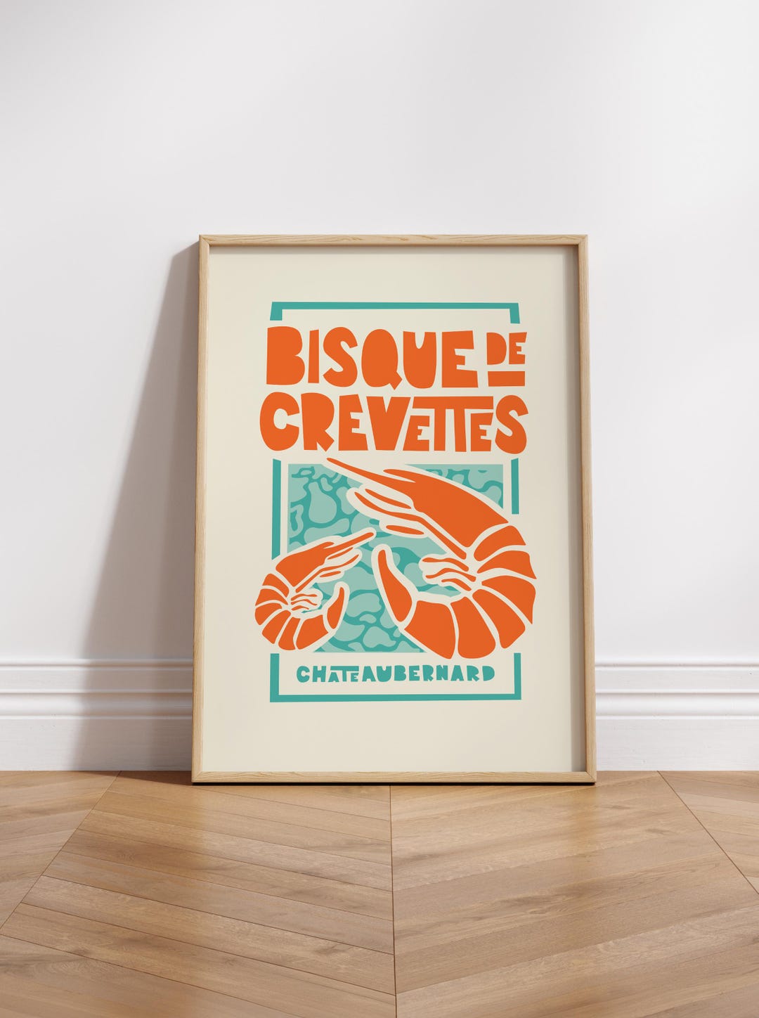 French Prawn Shrimp Poster: Mid-century Modern Kitchen Wall Art - Etsy