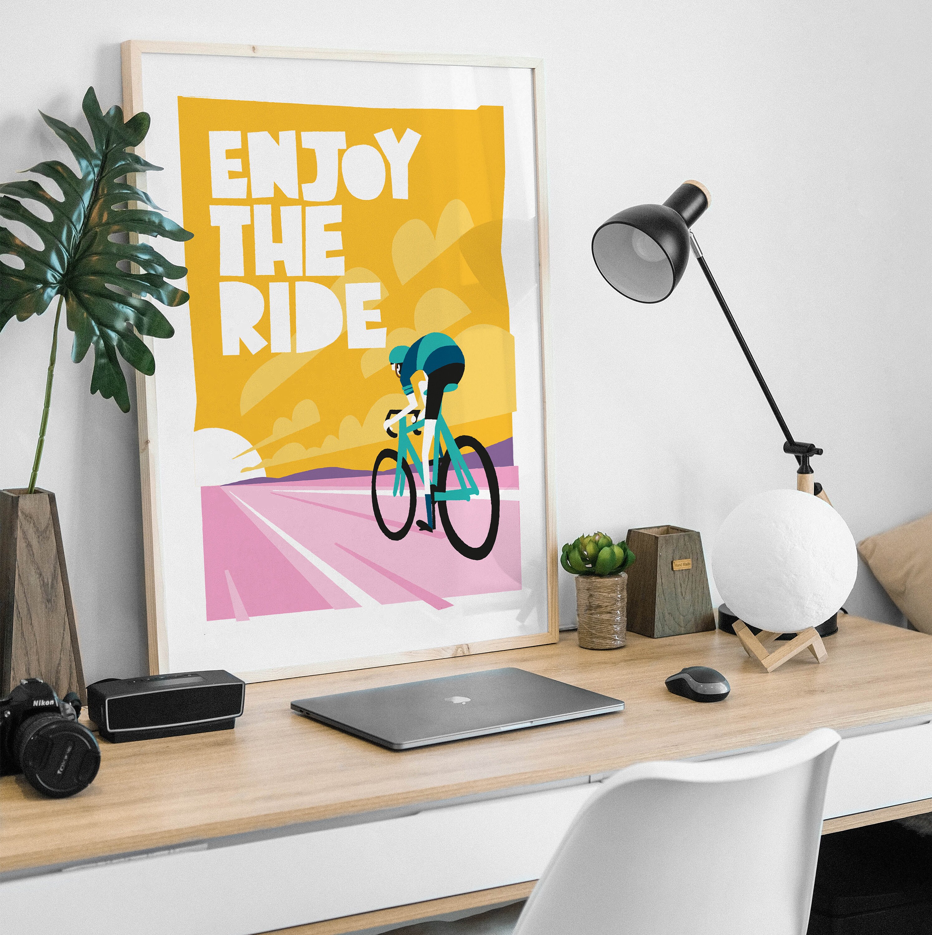 Cycling Print Enjoy the Ride Poster Cycling Art Bicycle - Etsy