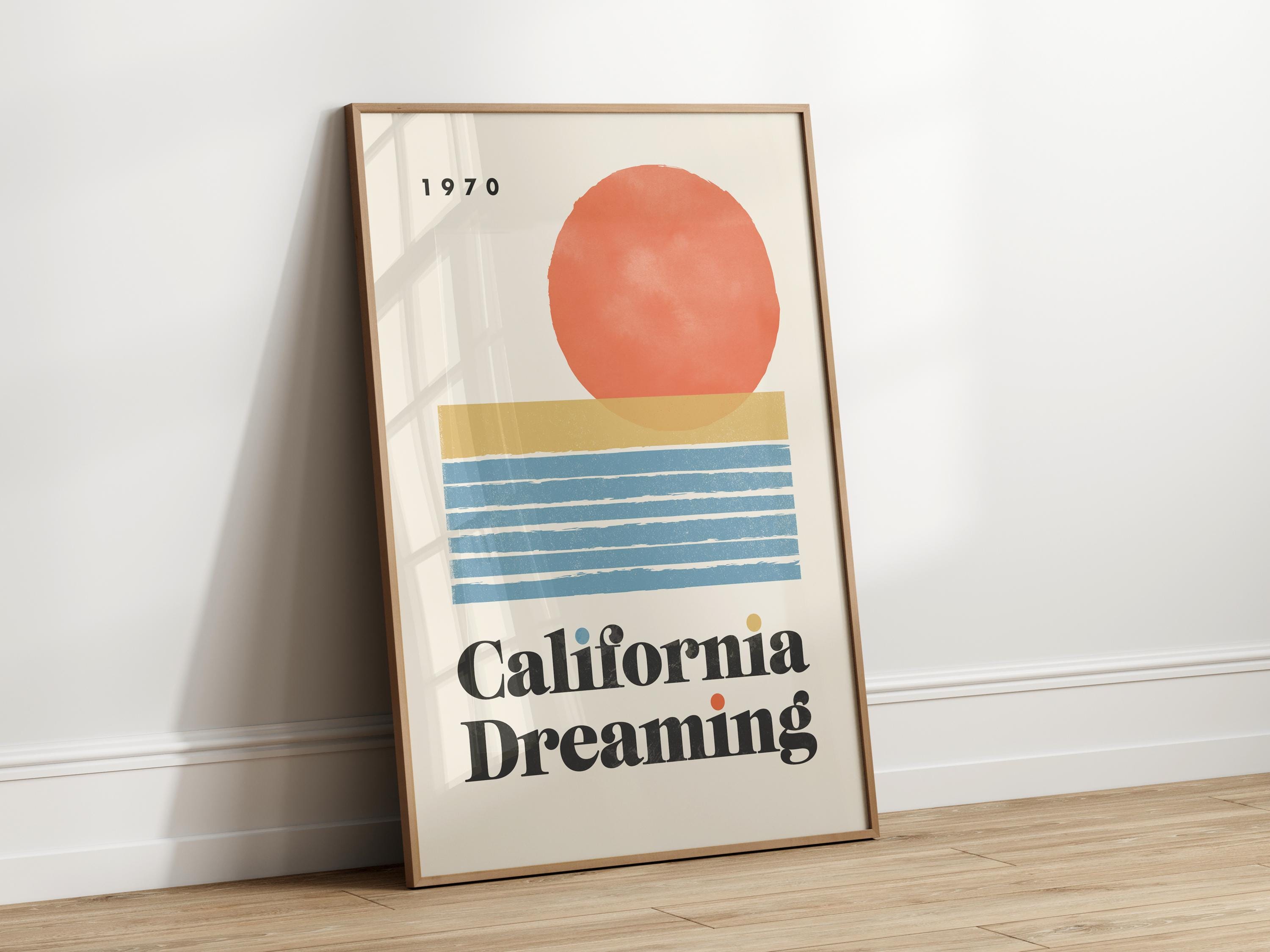 California Dreaming Art Print - Retro Sunset Poster - Minimalist 1970s ...