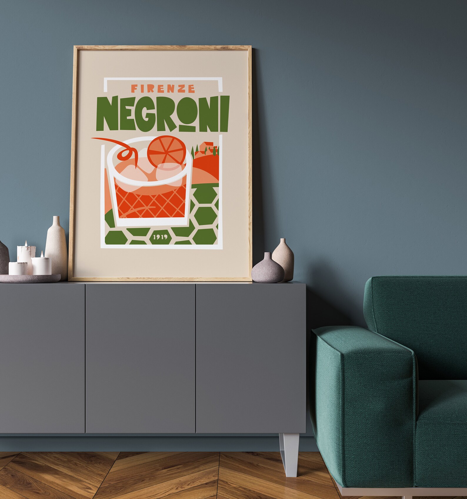 Negroni Firenze Art Print: Mid-century Cocktail Poster - Etsy