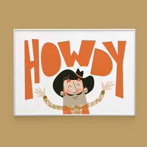 Cowboy Theme Howdy Poster | Kids Room Print | Art Gift | Wall Decor ...