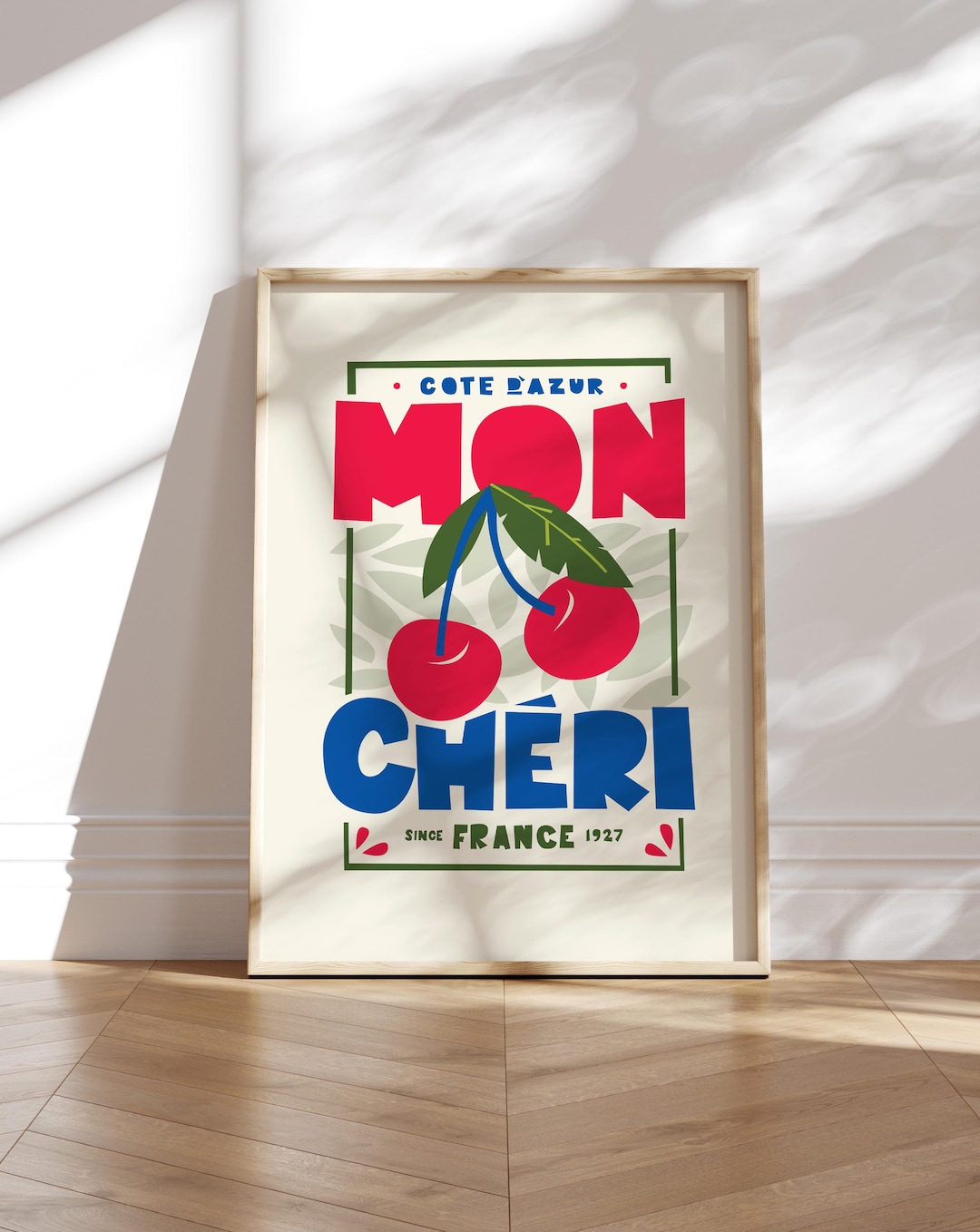 Mon Chéri Cherry Poster: French Kitchen Retro Print - Etsy
