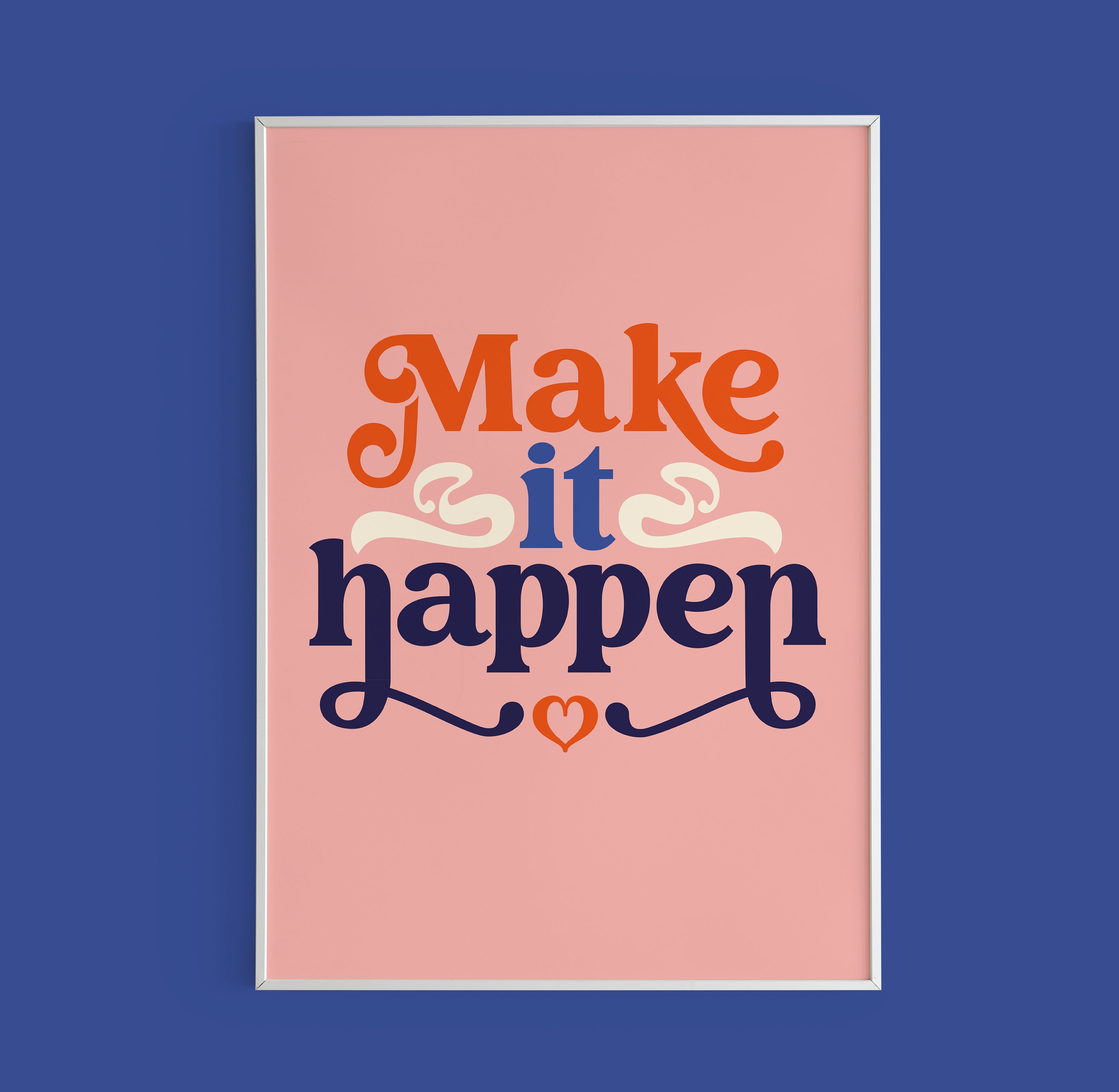 Make It Happen Print: Retro Typography, Bold Colors - Etsy