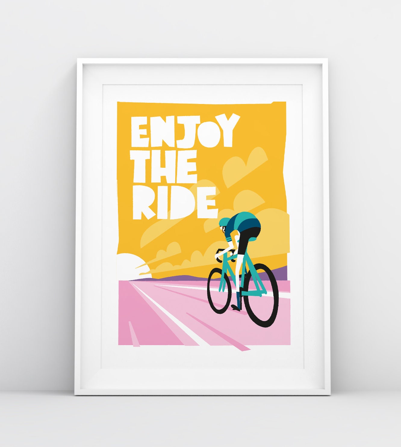 Cycling Print Enjoy the Ride Poster Cycling Art Bicycle - Etsy