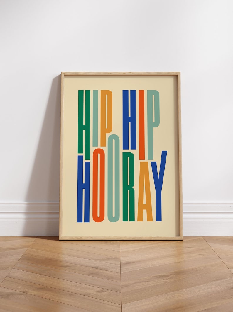 Hip Hip Hooray Poster: Bold Colors Typography Art Print - Etsy