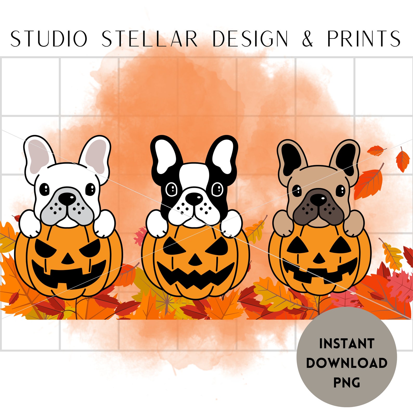 Frenchie Halloween Png, French Bulldog, Pumpkin, Fall, Instant Download ...